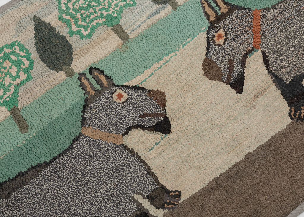 Antique "Dogs" American Hooked Rug - 1'11 x 2'11 – HEIRLOOM