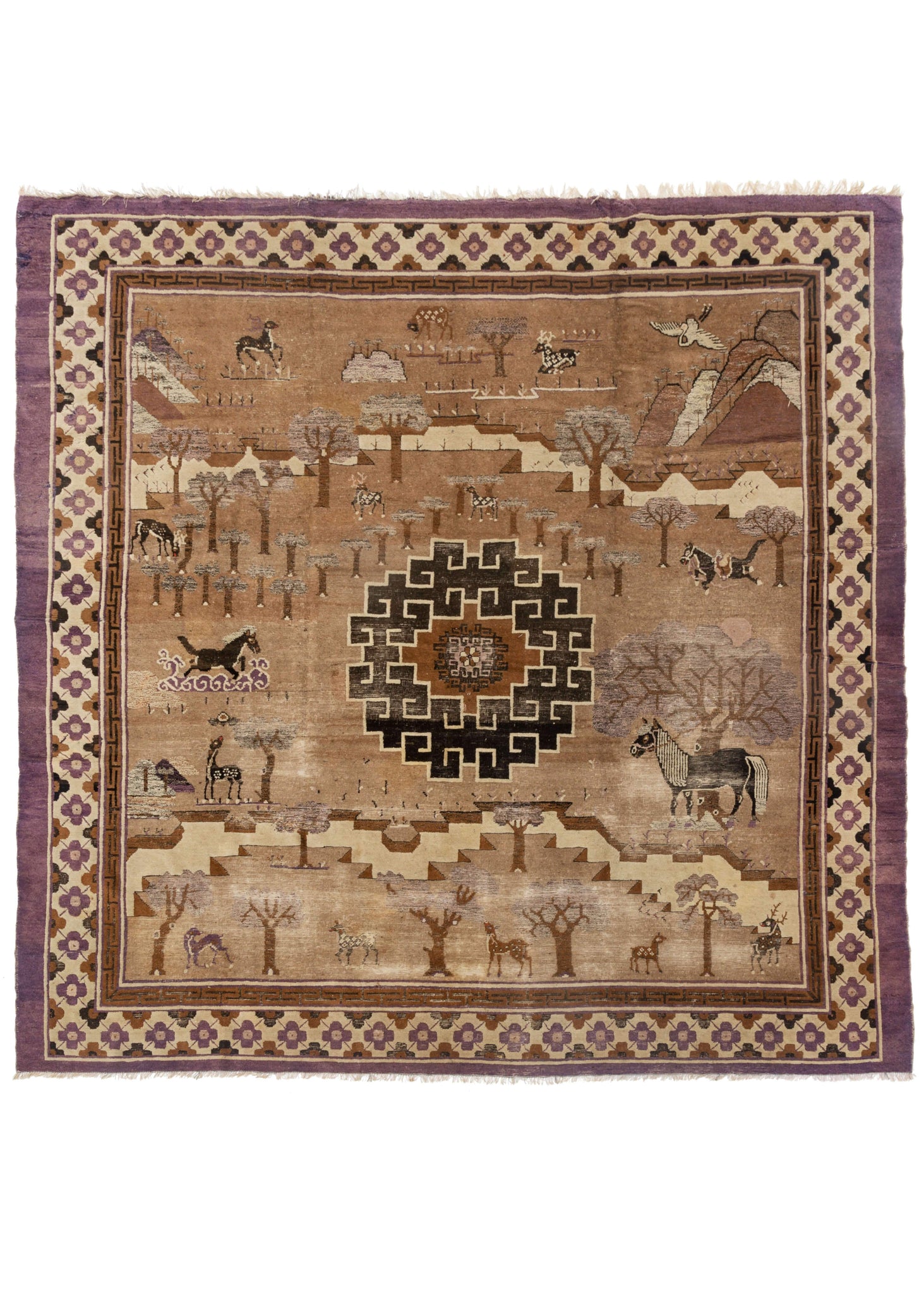 Rare Antique Pictorial Mongolian Rug - 7'11 x 8'4 – HEIRLOOM